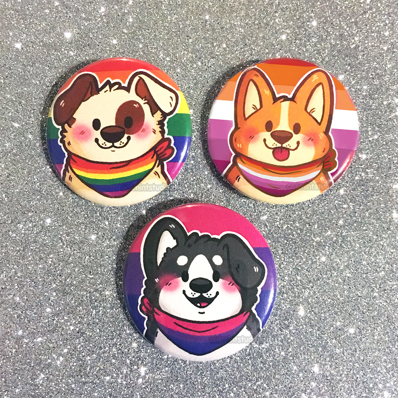 Pride Puppies Buttons – Catmint Studios