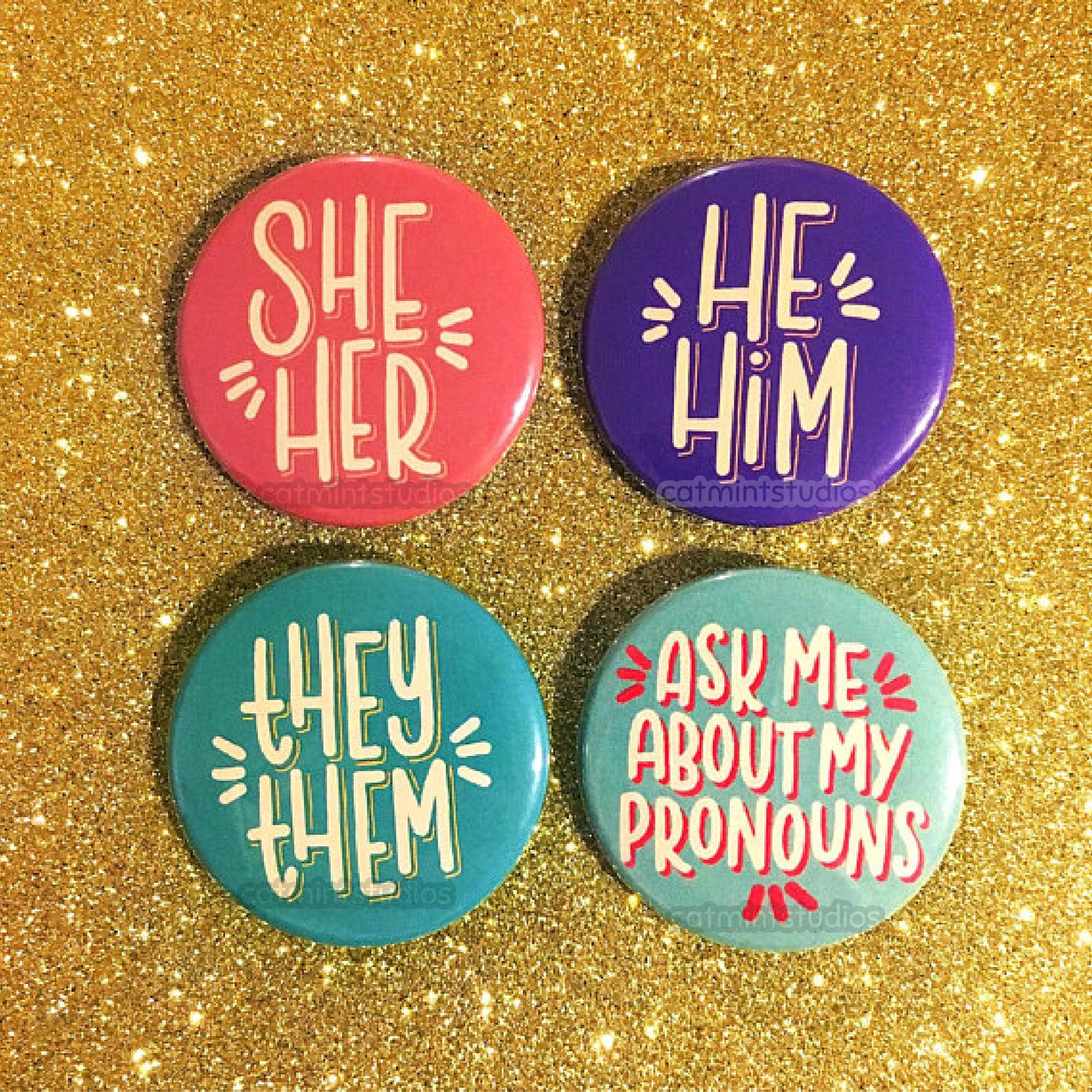 Pronoun Buttons – Catmint Studios